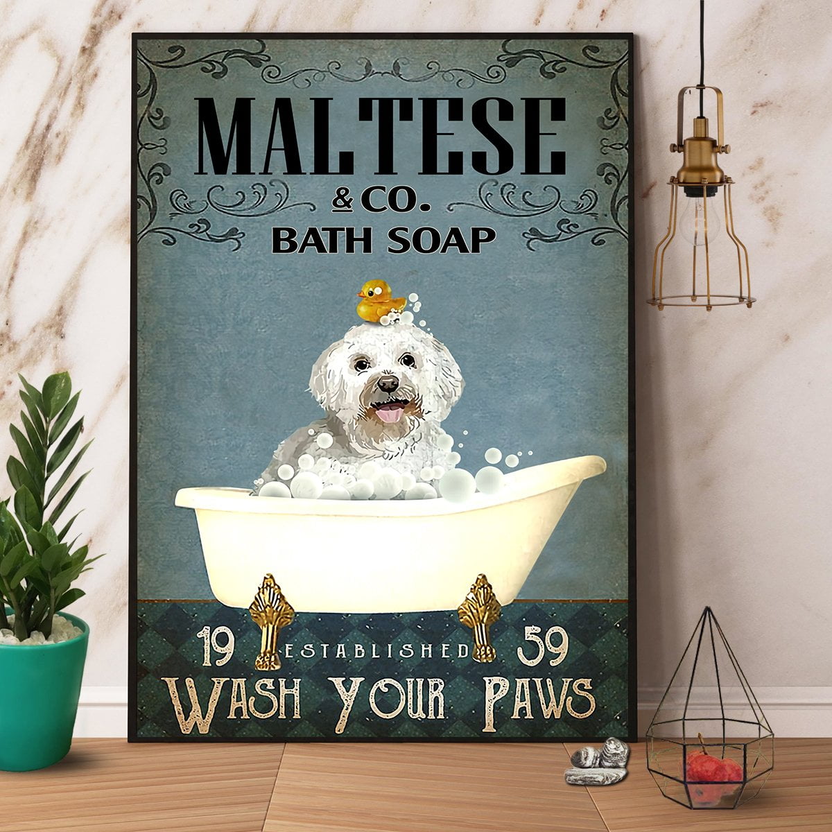 Maltese & Co Bath Soap Wash Your Paws Paper Poster No Frame Matte Wall ...