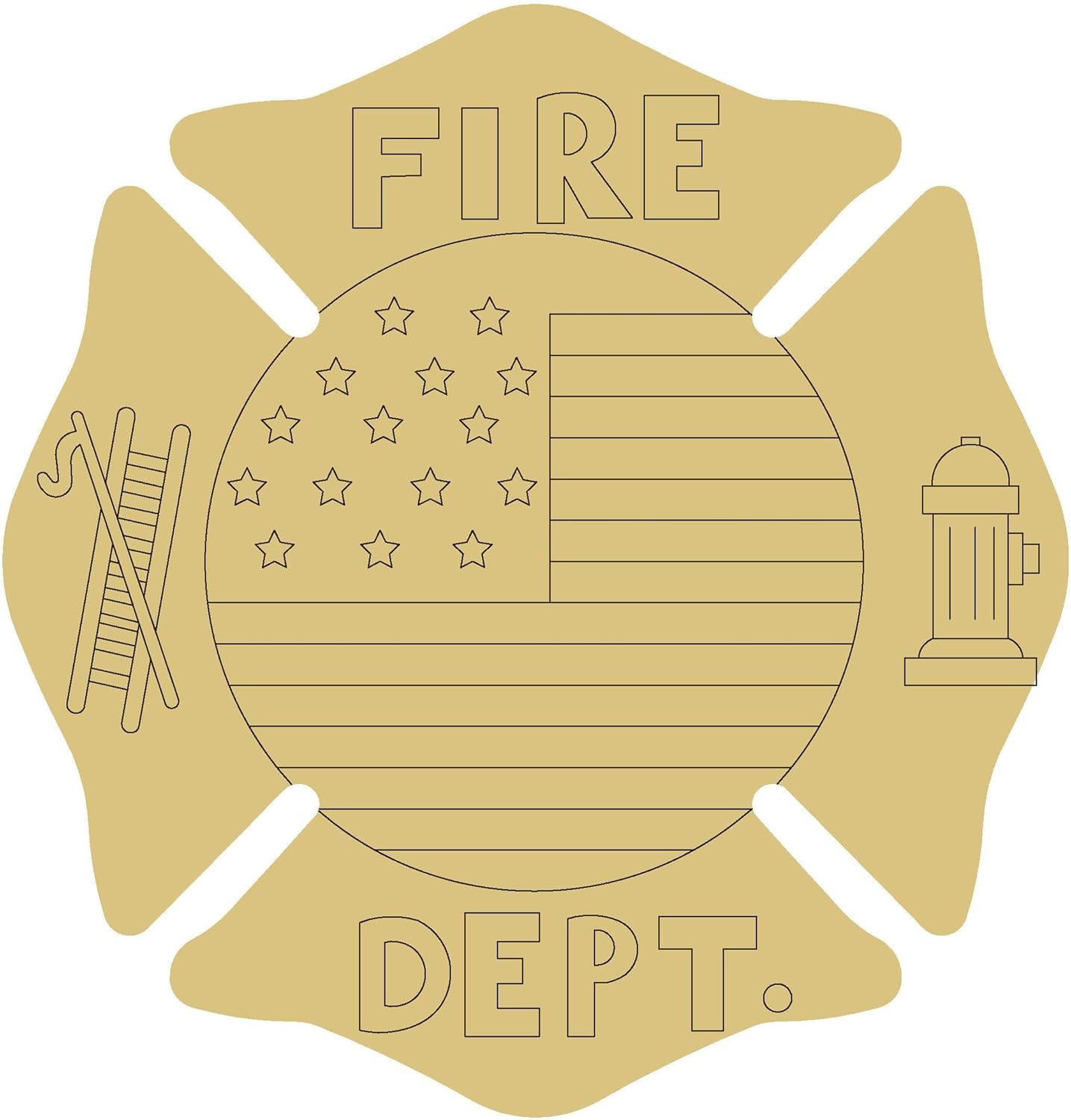 Maltese Cross Design by Lines Cutout Unfinished Wood Fireman Door ...