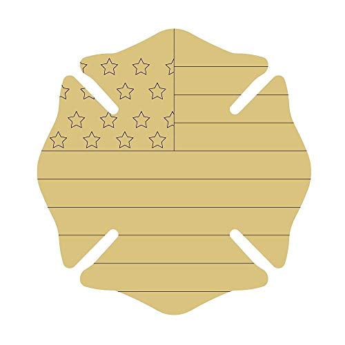 Maltese Cross Design by Lines Cutout Unfinished Wood Fireman Door ...