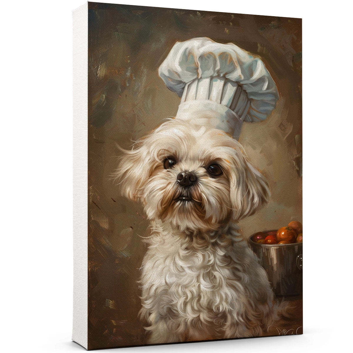 Maltese Dog Chef Poster, Maltese Dog Cooking Food Canvas Print for ...