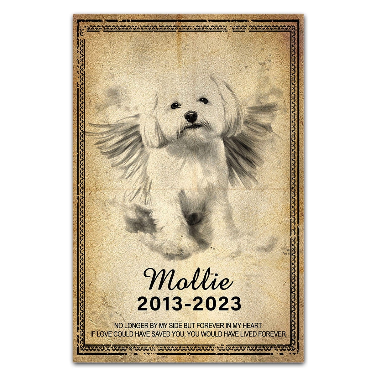 Maltese Dog Memorial Poster/Framed Canvas Prints, Personalized with ...