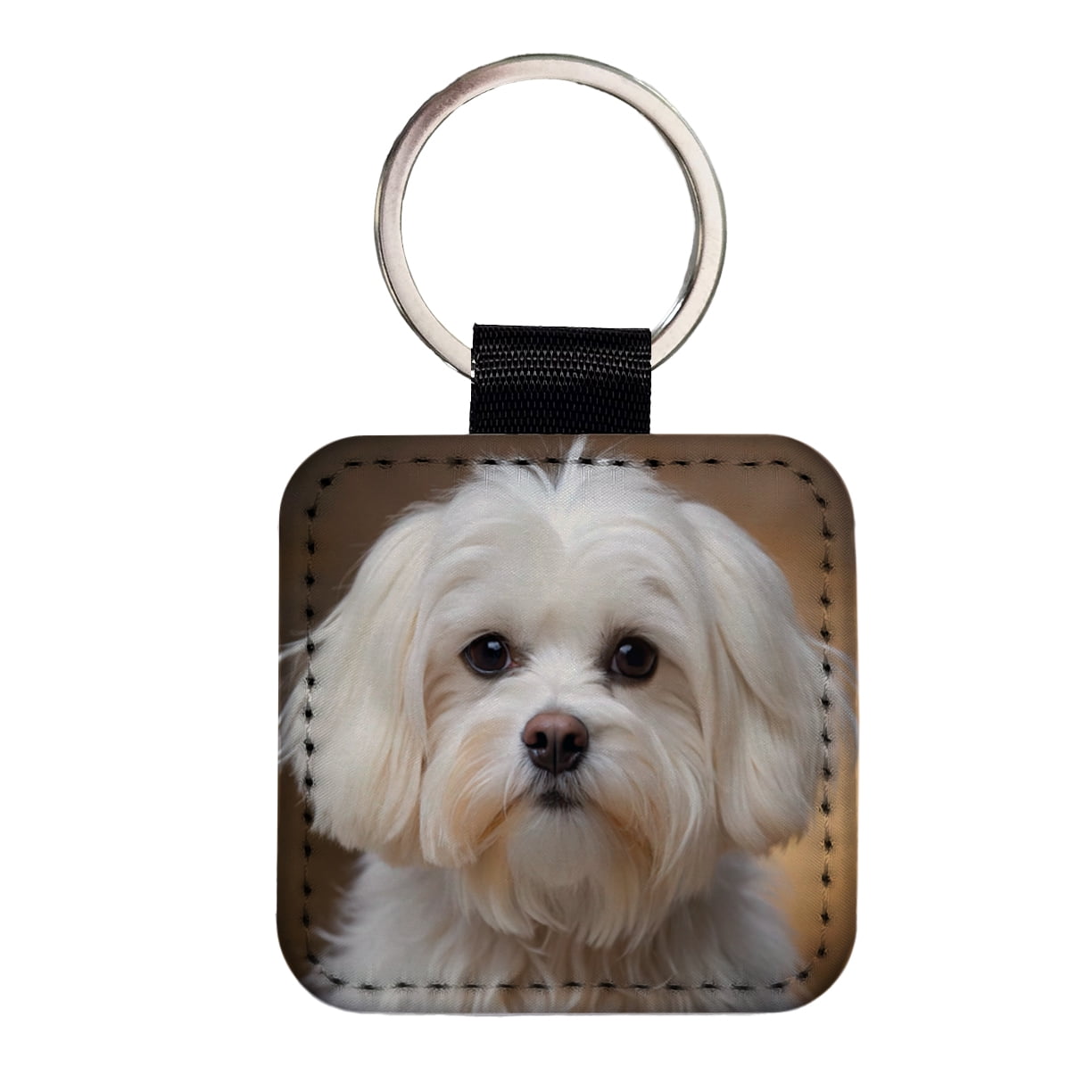 Maltese Dog Photo Faux Leather Square Keychain - Walmart.com