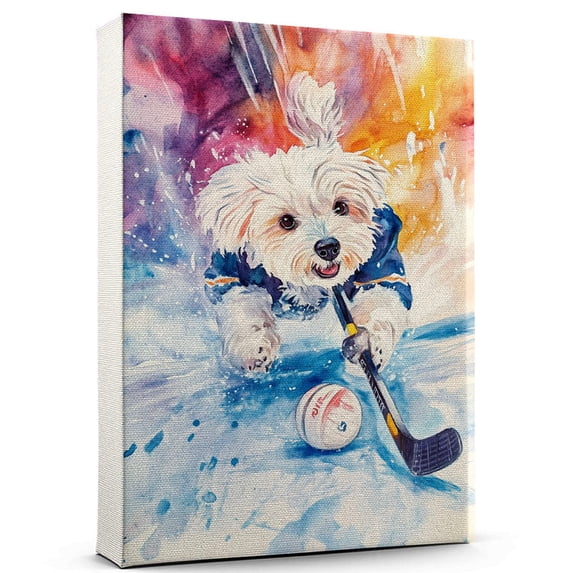Maltese Dog Stretched Canvas Size 8x12 – Ice Hockey Canvas Print of ...