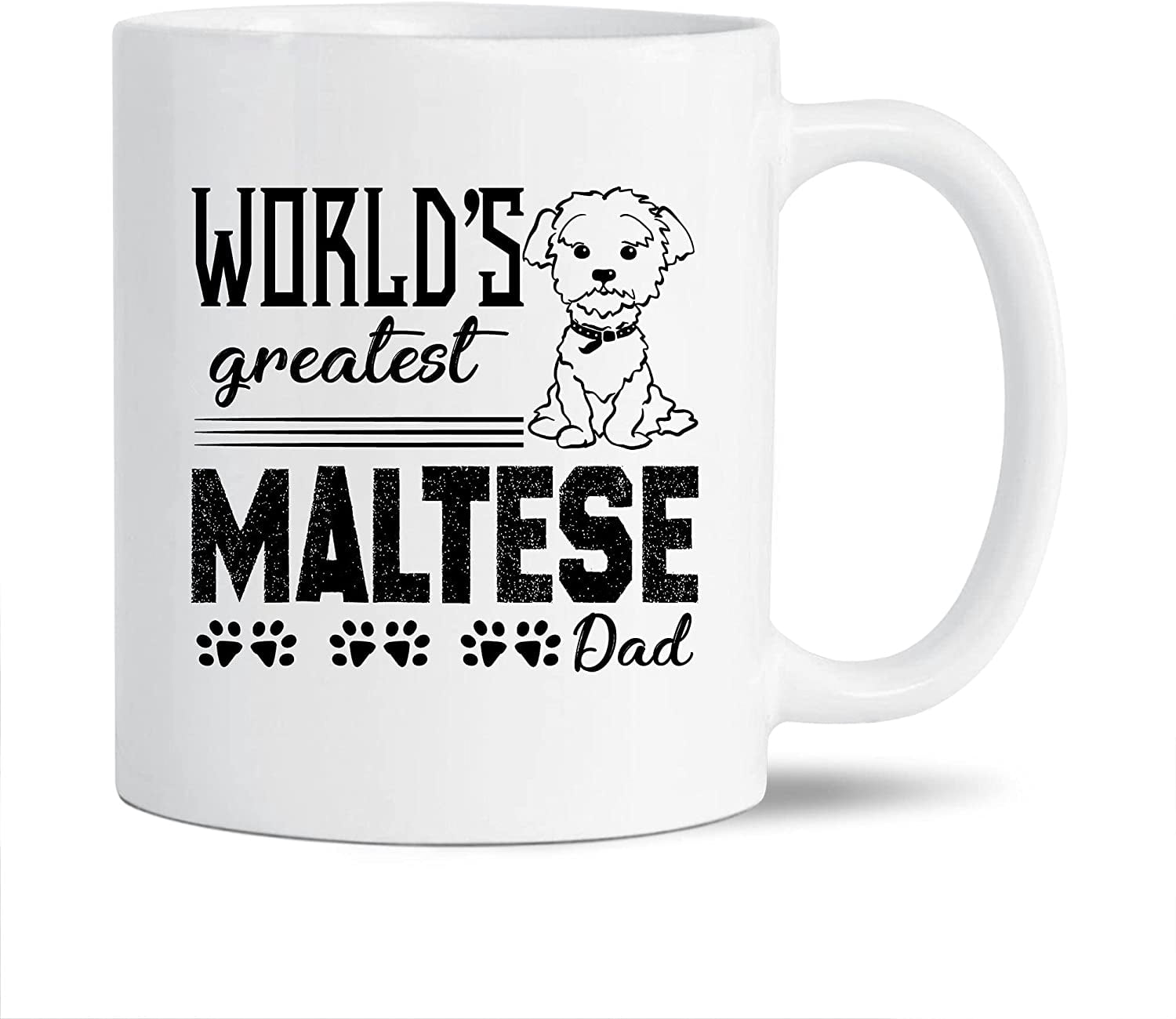 Maltese Graphic Ceramic Coffee Mug, World's Greatest Maltese Dad White ...