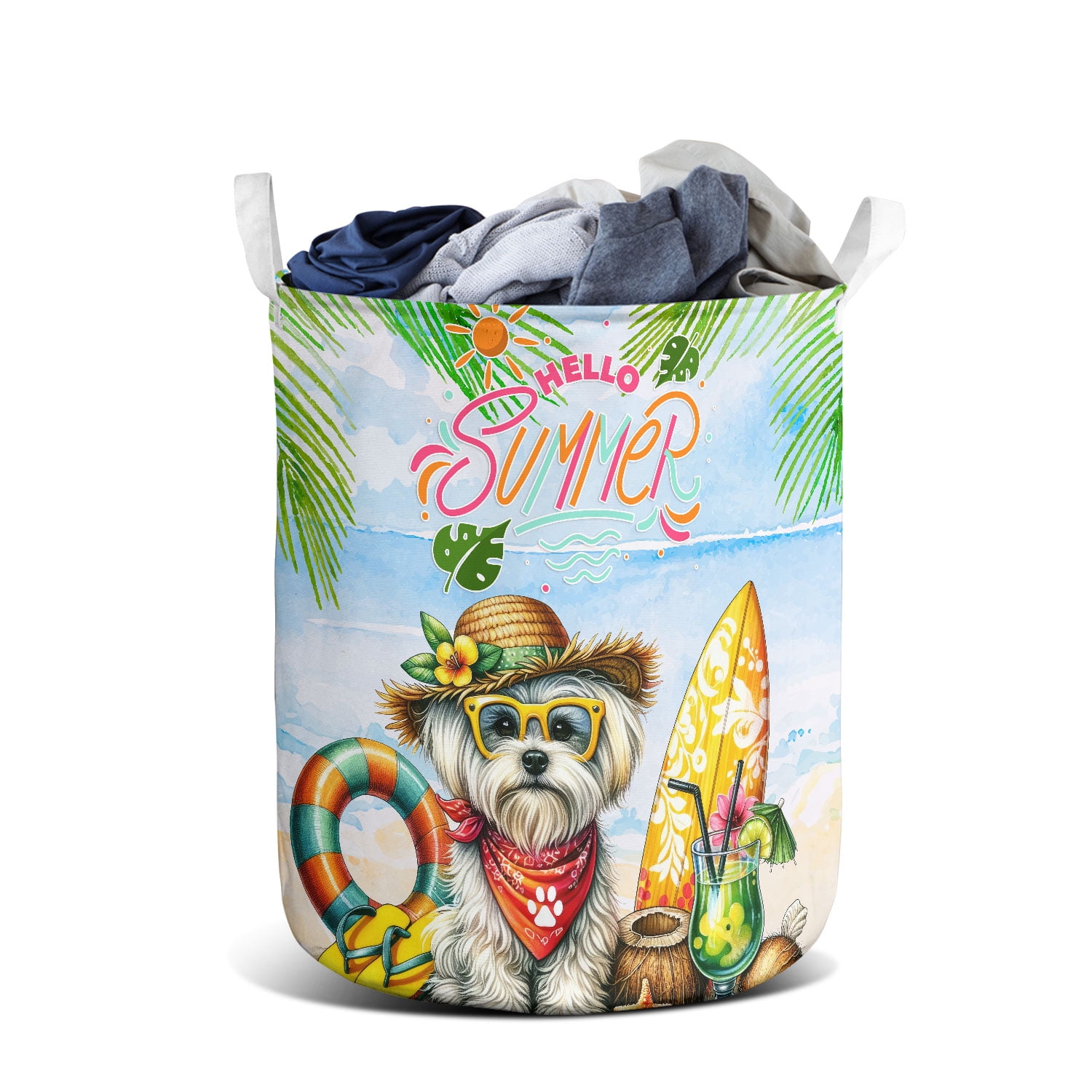 Maltese Hello Summer with Sunglasses and Surfboard Tropical Vibes ...