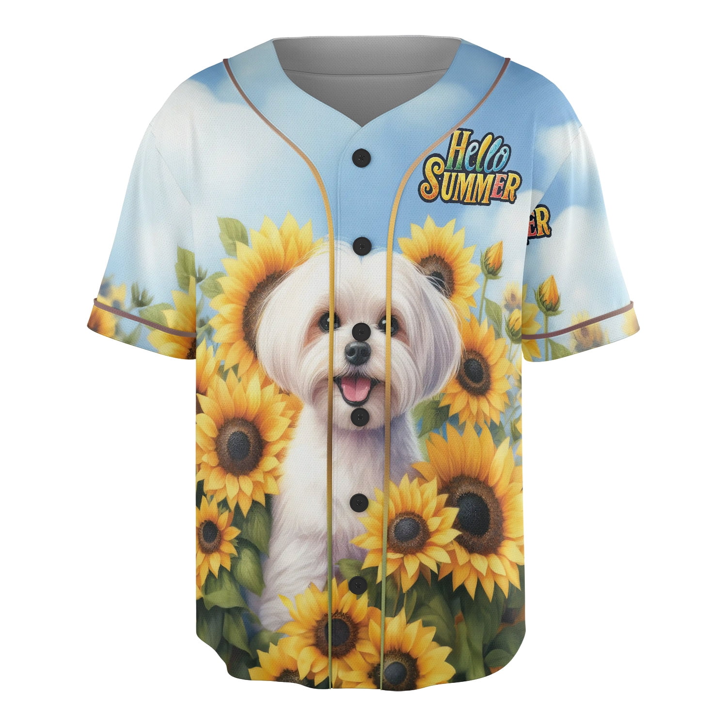 Maltese Hello Summer Sunshine Sunflowers Spring Retro Vintage All Over ...