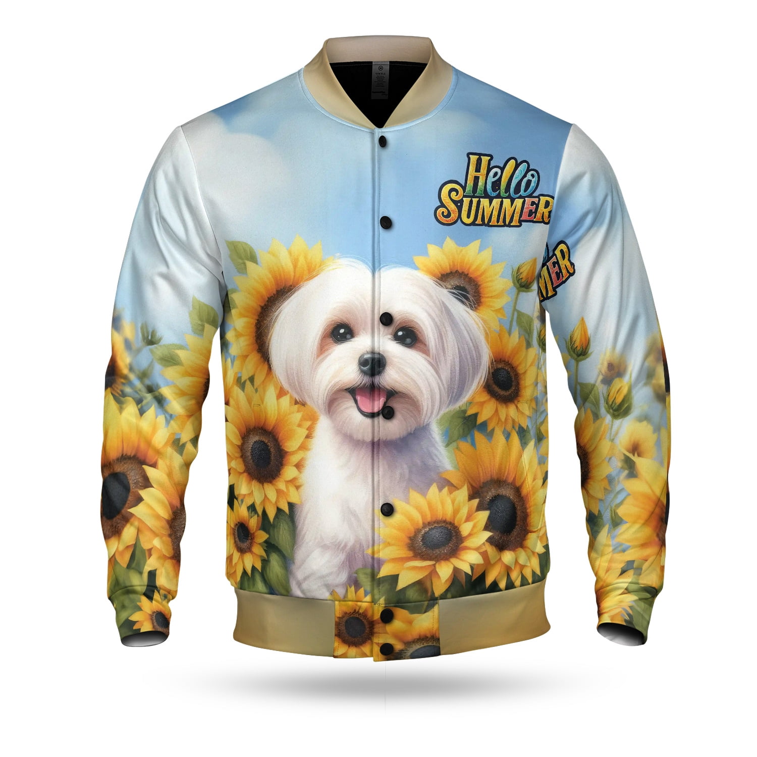 Maltese Hello Summer Sunshine Sunflowers Spring Retro Vintage All Over ...