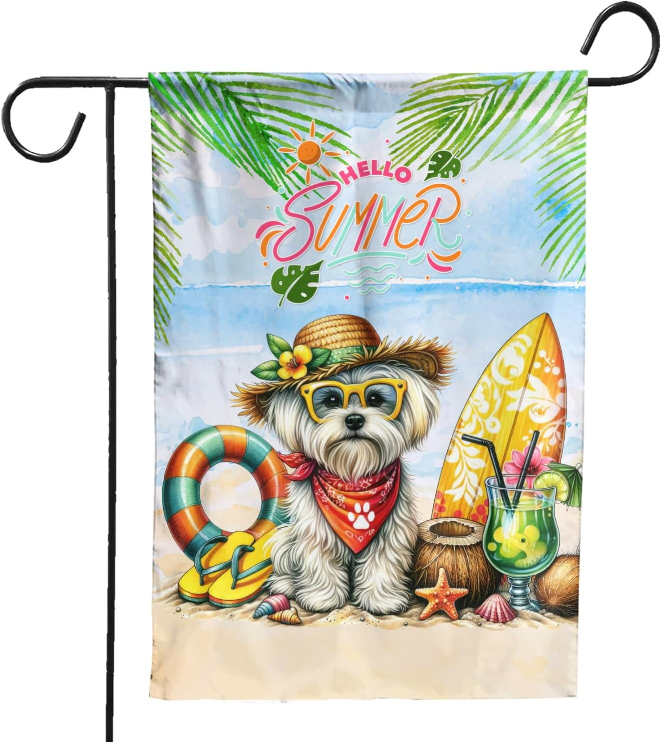 Maltese Hello Summer with Sunglasses and Surfboard Tropical Vibes ...