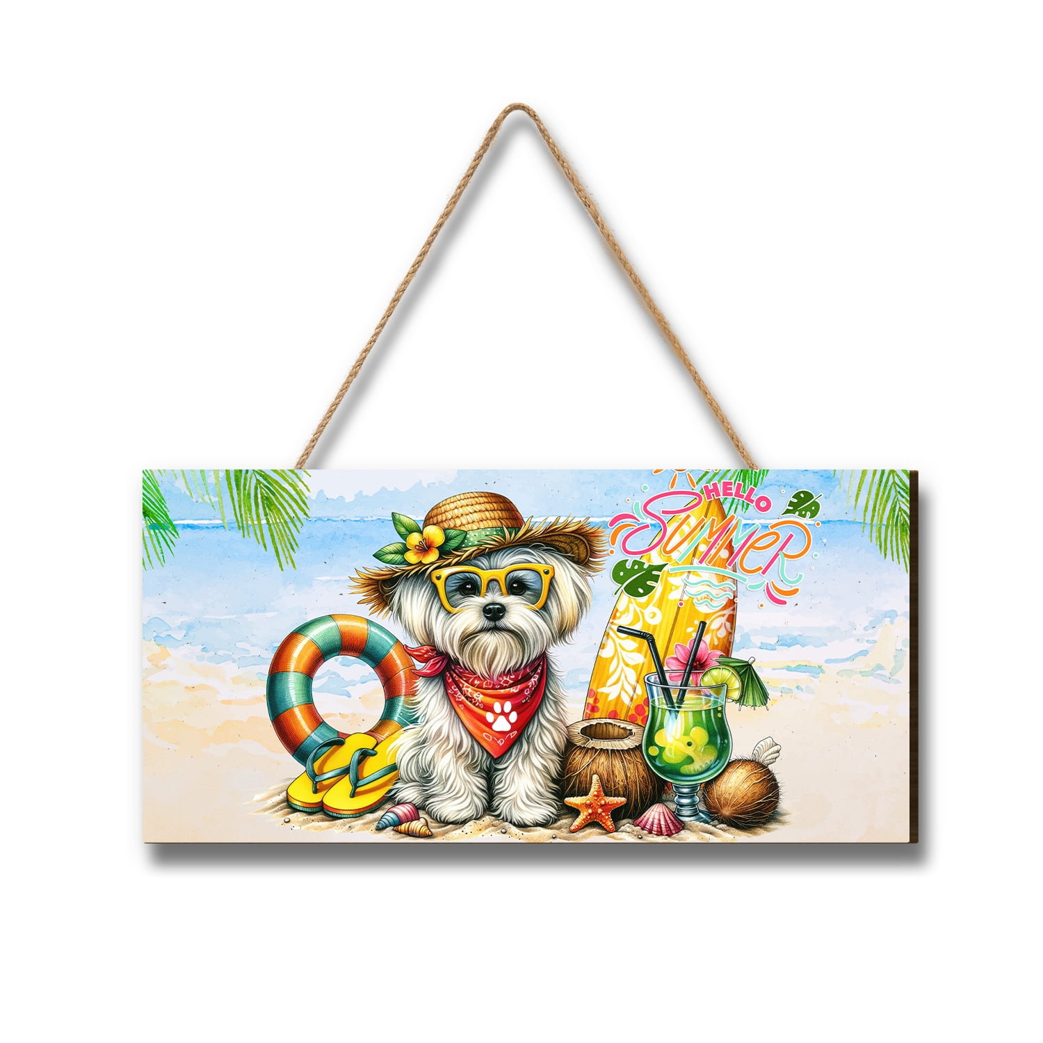 Maltese Hello Summer with Sunglasses and Surfboard Tropical Vibes ...