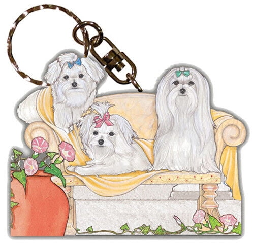 Maltese Keychain, Souvenir Key Holder, Dog Charm Tag, Pet Key Rings ...