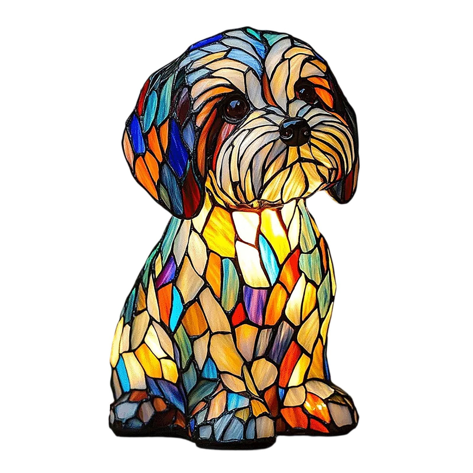 WonderHive 2025 New 3D Stained Glass Maltese Lamp,Dog Series Art Night ...
