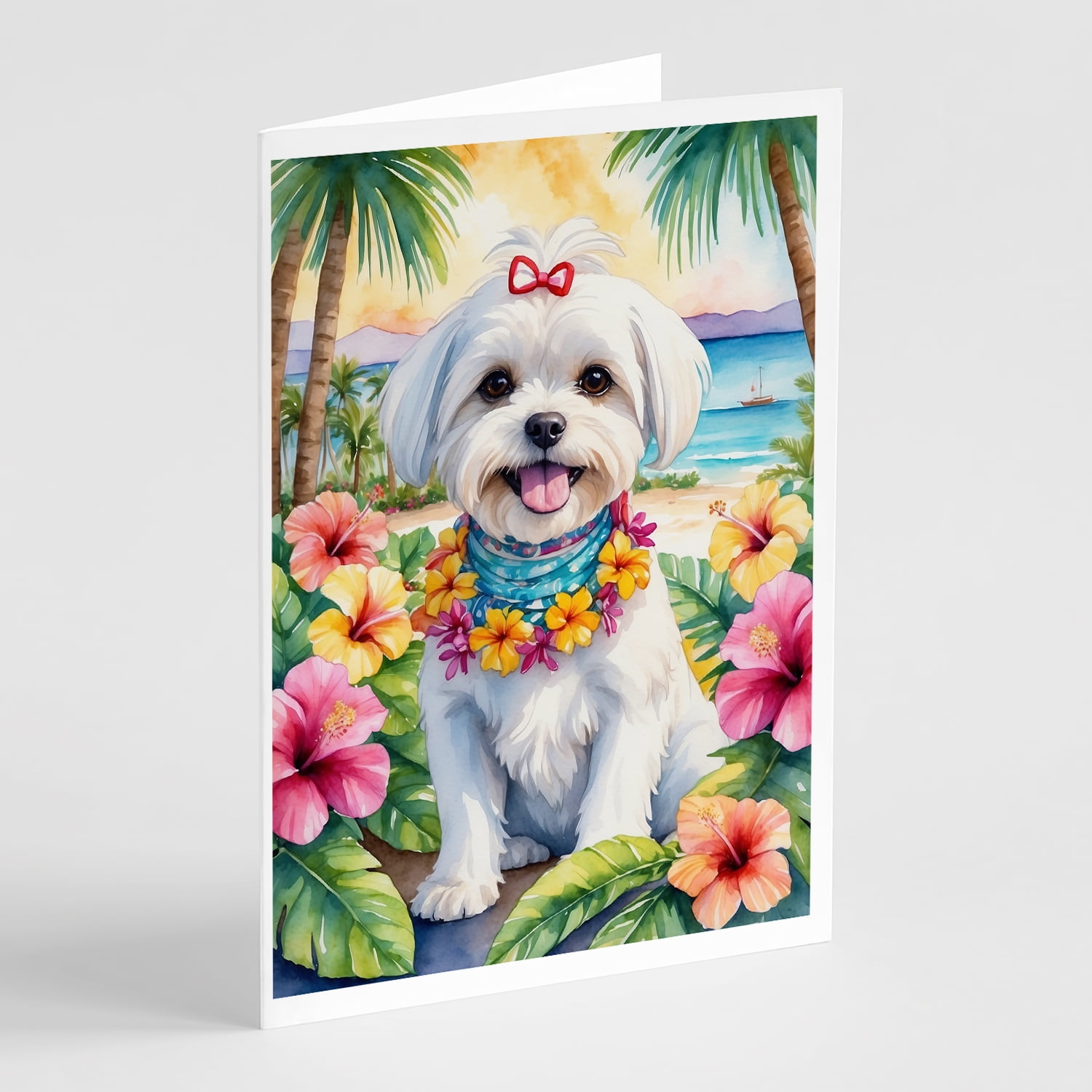 Maltese Luau Greeting Cards Pack of 8 7 in x 5 in - Walmart.com