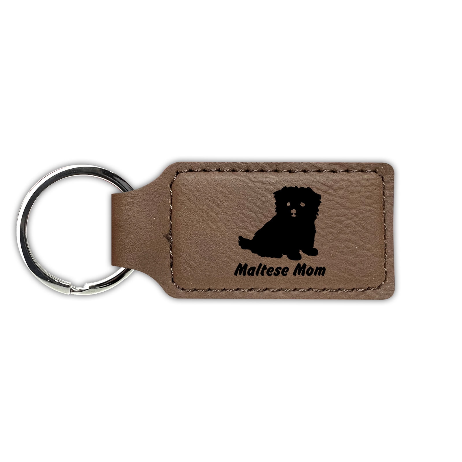 Maltese Mom Keychain Leatherette Rectangle - Laser Engraved - Many ...