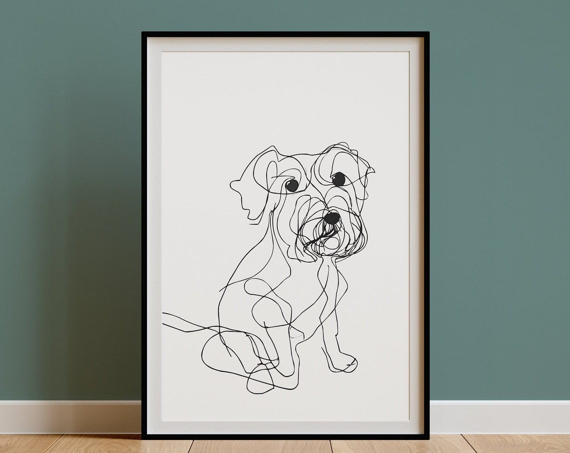 Maltese Wall Art Print, Ugly Badly Drawn Pet Portrait, Minimalist Line ...