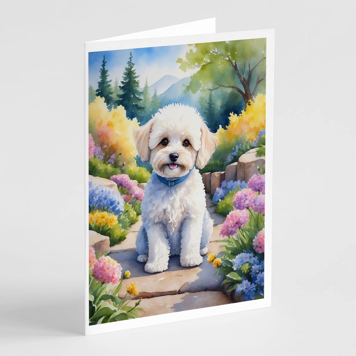 Maltipoo Spring Path Greeting Cards Pack of 8 7 in x 5 in - Walmart ...