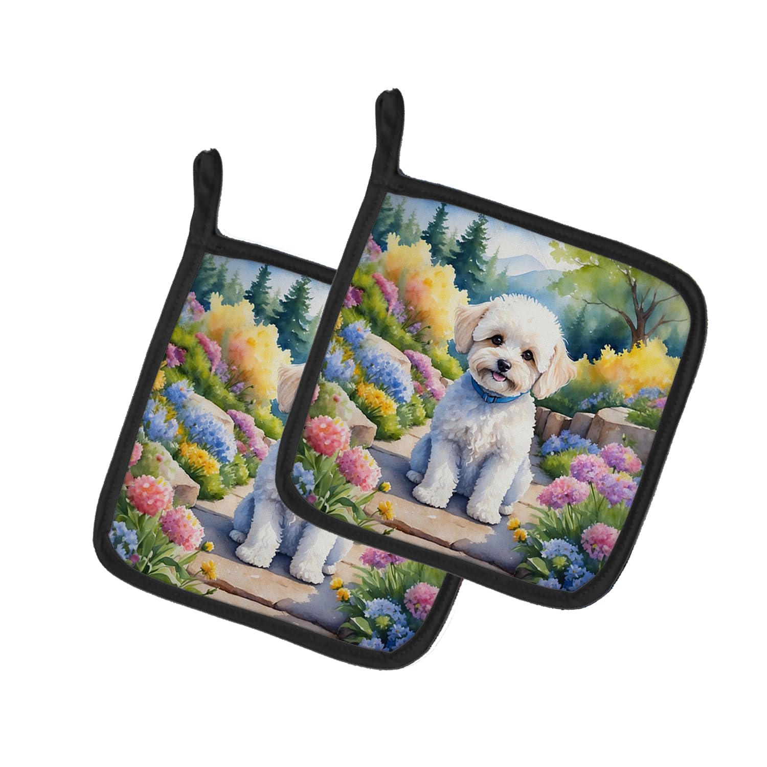 Maltipoo Spring Path Pair of Pot Holders 7.5 in x 7.5 in - Walmart.com
