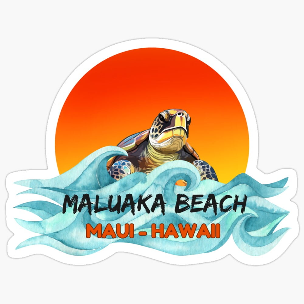 Maluaka Beach - Maui - Hawaii - Turtle Town Sticker Phone Decal Water ...