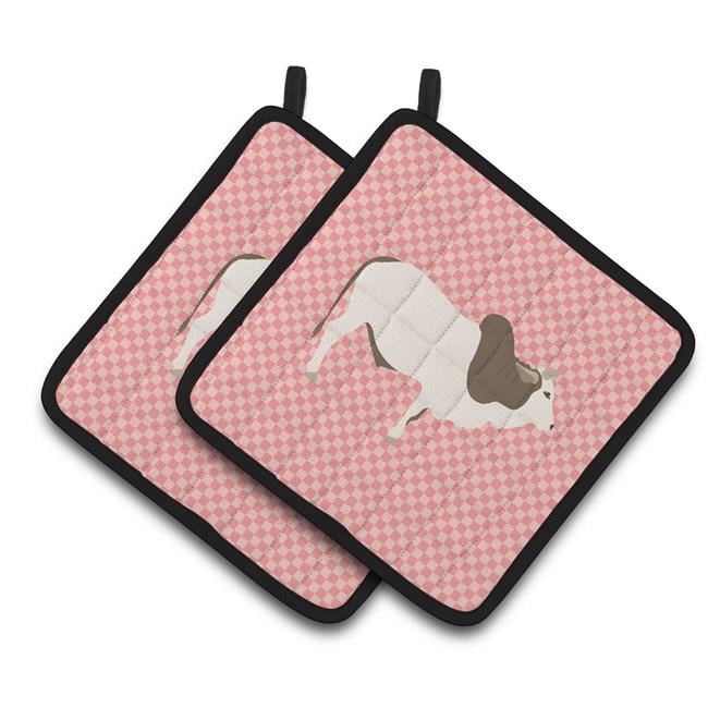 Malvi Cow Pink Check Pair of Pot Holders - Pink - Walmart.com