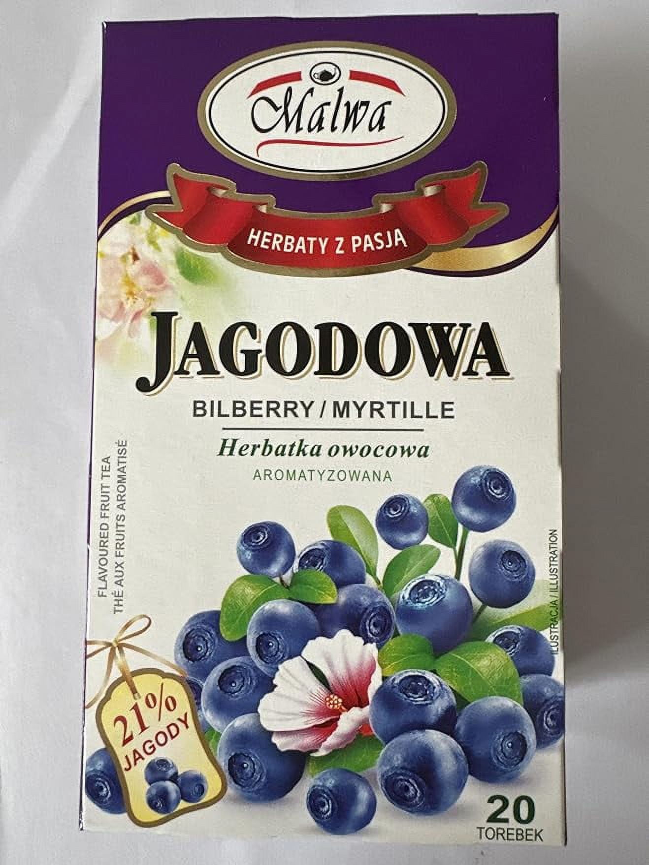 Malwa Bilberry Herbal Fruit Tea 20 Teabags - Walmart.com