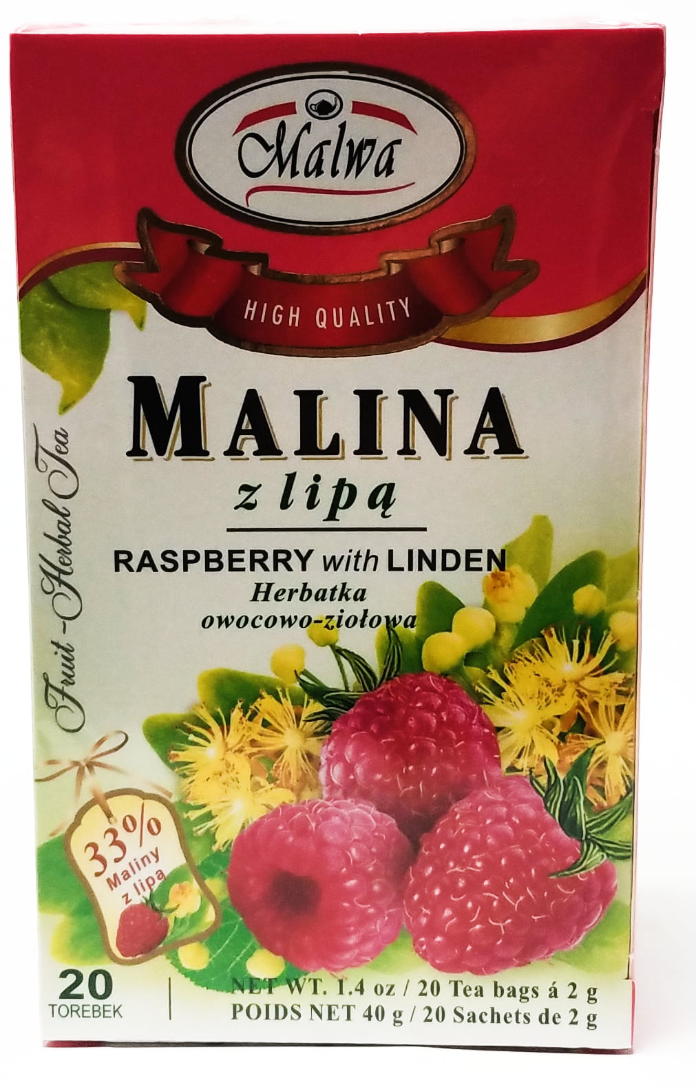 Malwa Raspberry with Linden Fruit-Herbal Tea, 20 teabags - Walmart.com