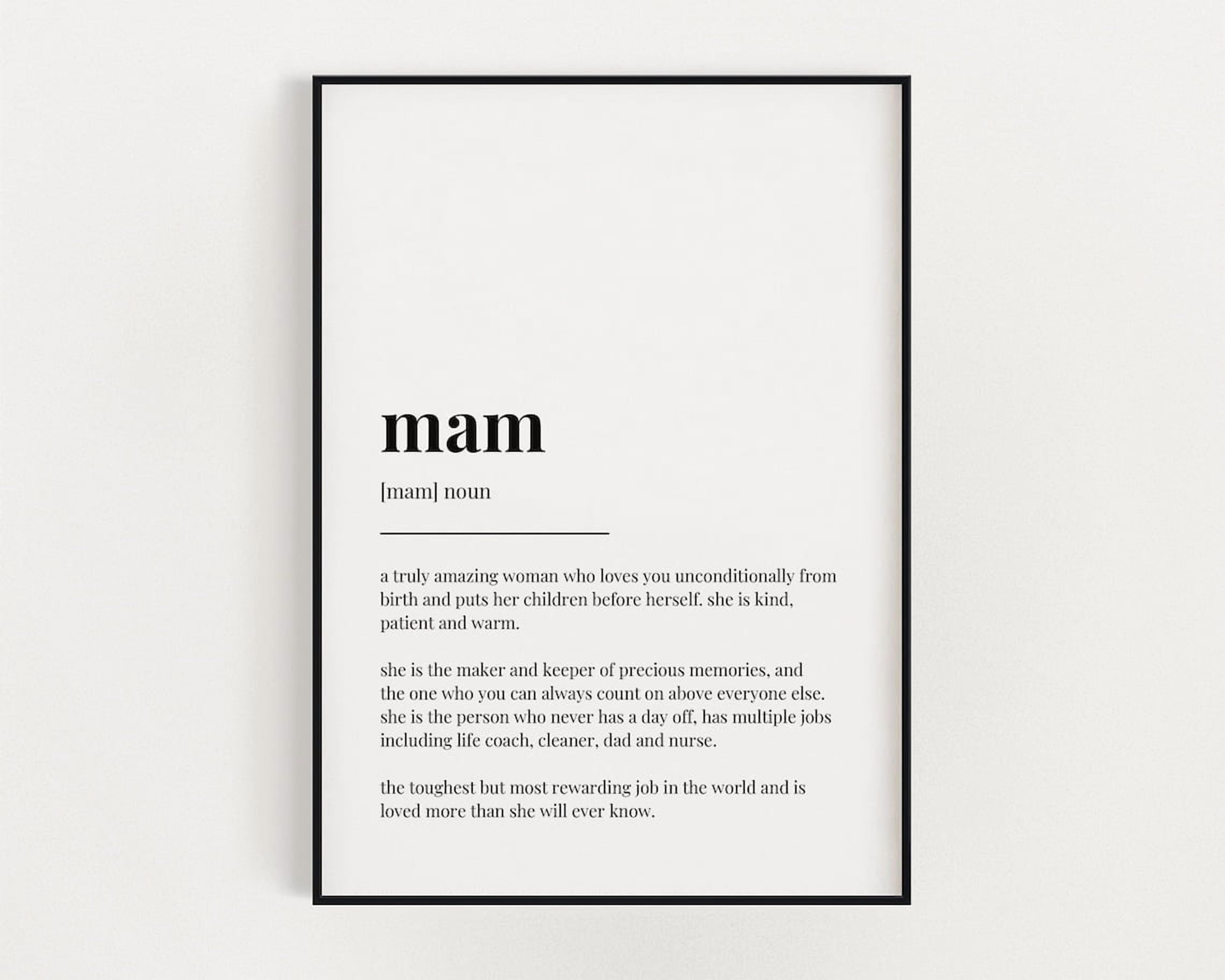 Mam Definition Meaning, Wall Art, Wall Decor, Print Home Decor #3388 ...