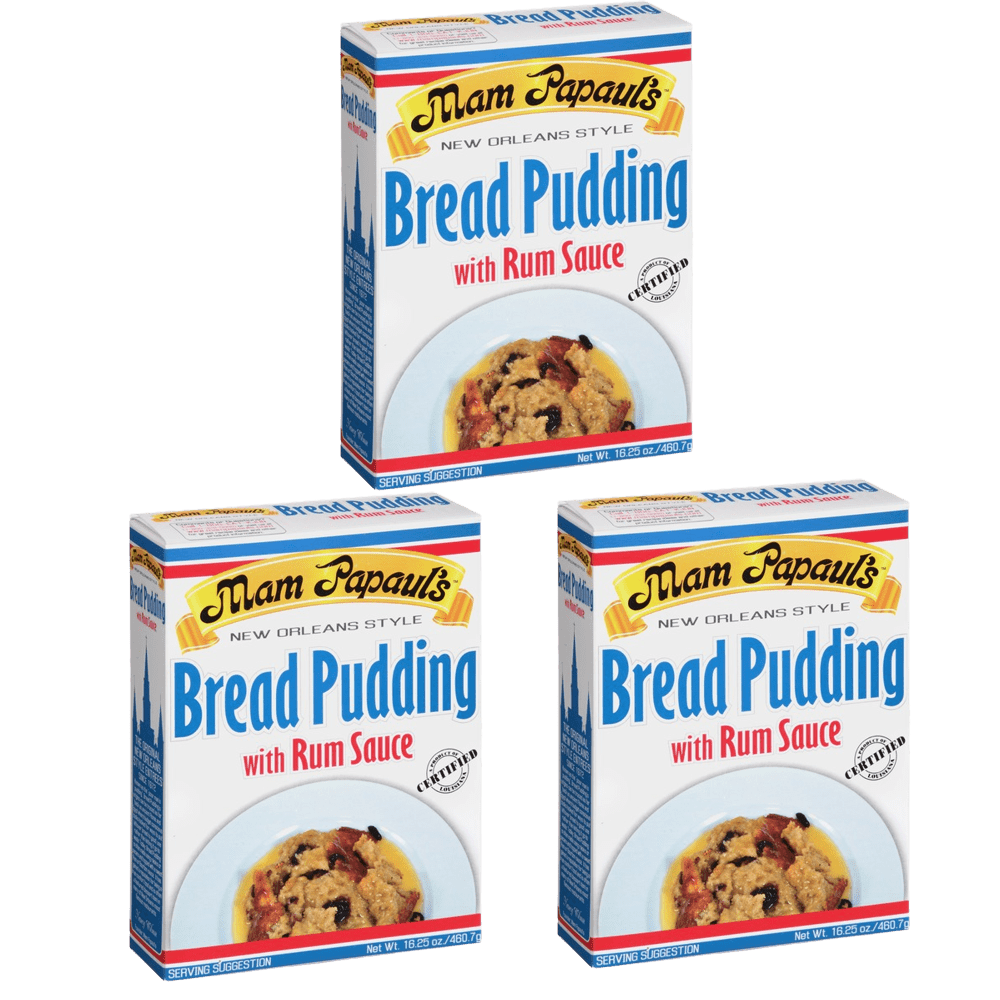 Mam Papaul's Bread Pudding with Sweet Sauce, Pack of 3, Raisins, Pecans ...