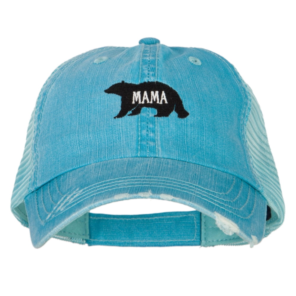 Mama Bear Embroidered Low Profile Cotton Mesh Cap - Aqua OSFM - Walmart.com