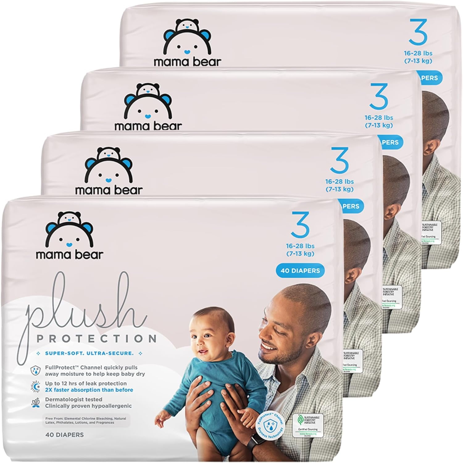 Mama Bear Plush Protection Diapers - Size 3, One Month Supply ...