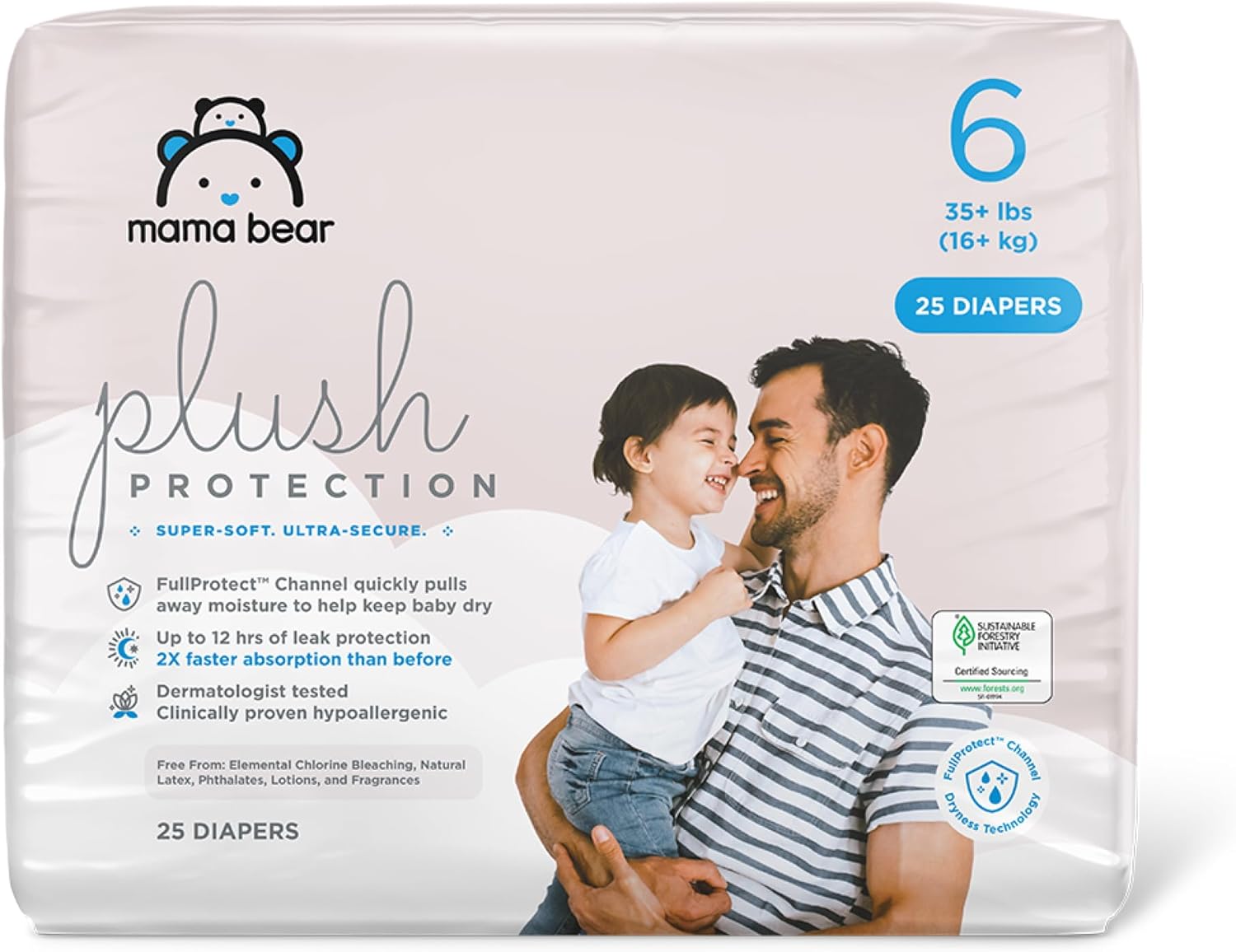 Mama Bear Plush Protection Diapers - Size 3, One Month Supply, Hypoallergenic Premium Disposable ...