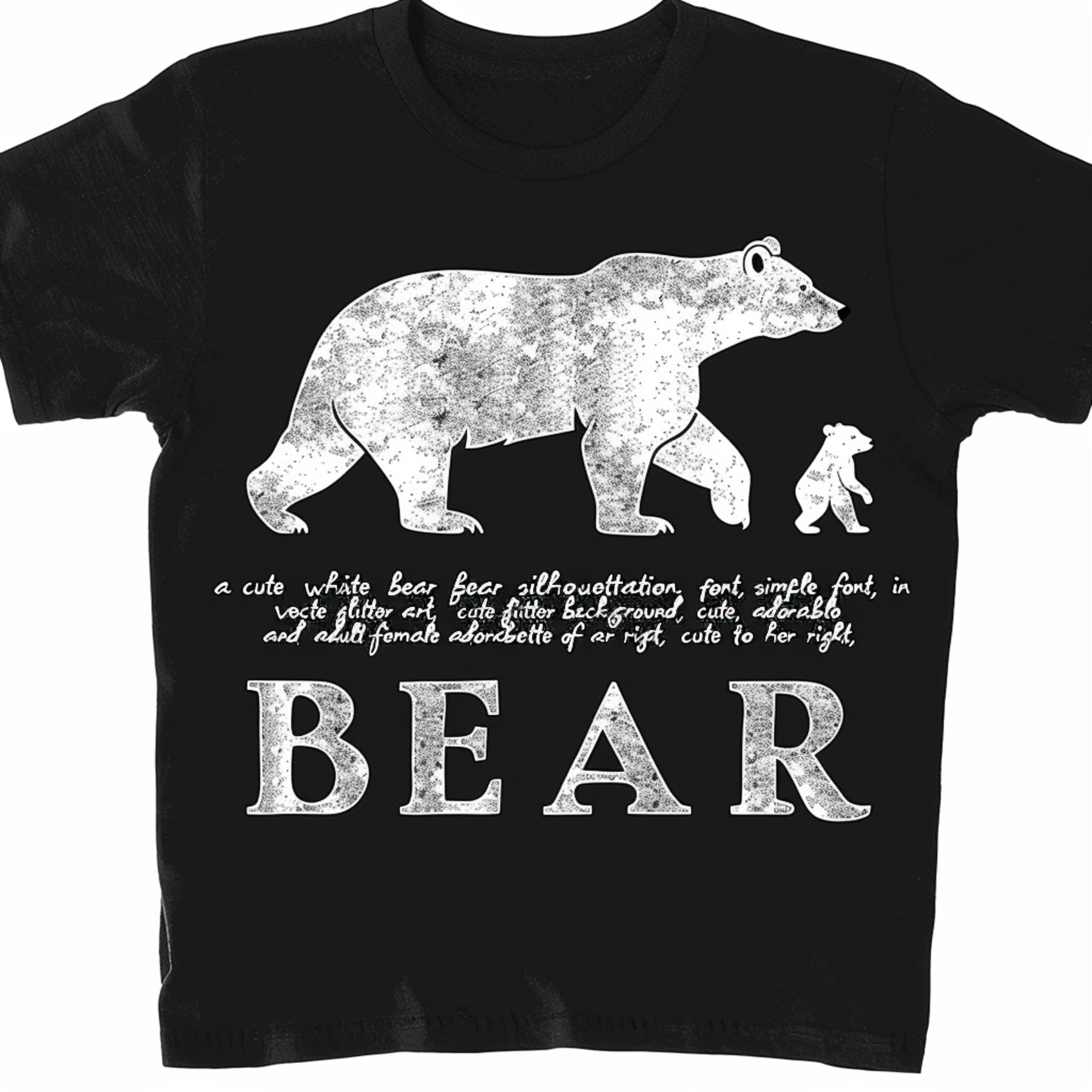 Mama Bear Silhouette TShirt Cute White Bear Design Cursive Font Glitter ...