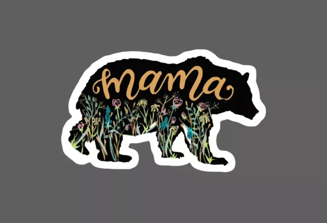 Mama Bear Sticker Flowers Waterproof Sticker Phone Decal Water Bottle ...