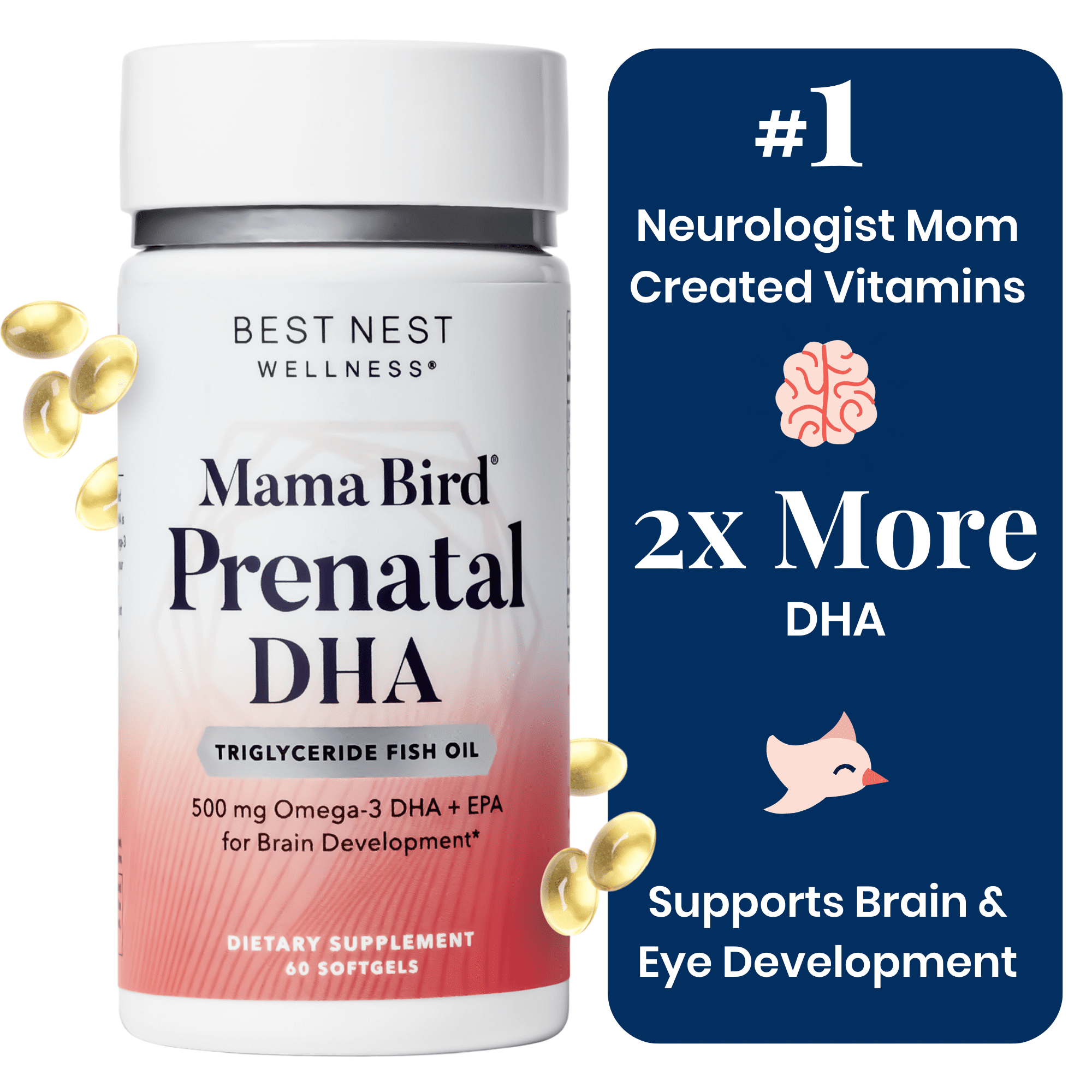 Best Nest Wellness Mama Bird Prenatal DHA Supplement, Omega 3 Fish Oil ...