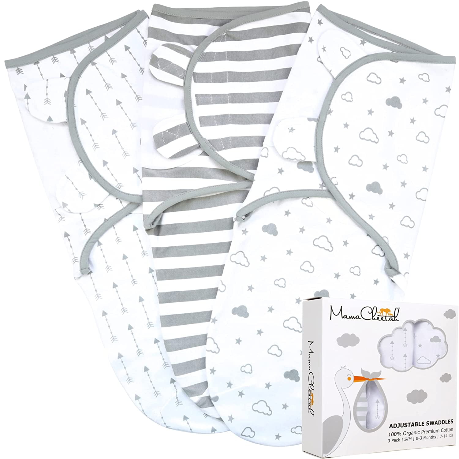 Mama Cheetah Preemie Swaddle Blanket, Organic Cotton Swaddle Wrap Sleep ...
