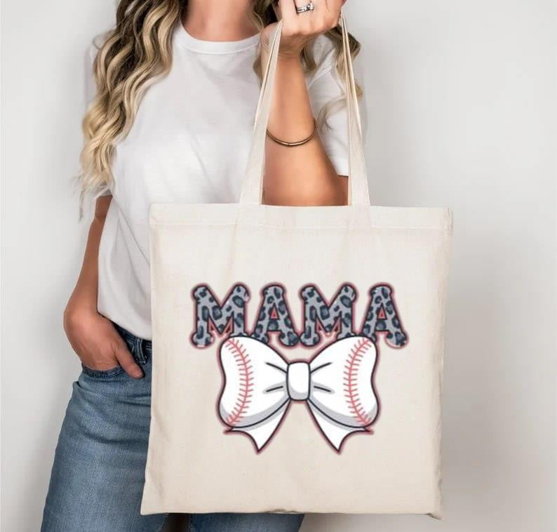 Mama Coquette Game Day Tote Bag Softball Cheer Graphic for Sporty Moms ...