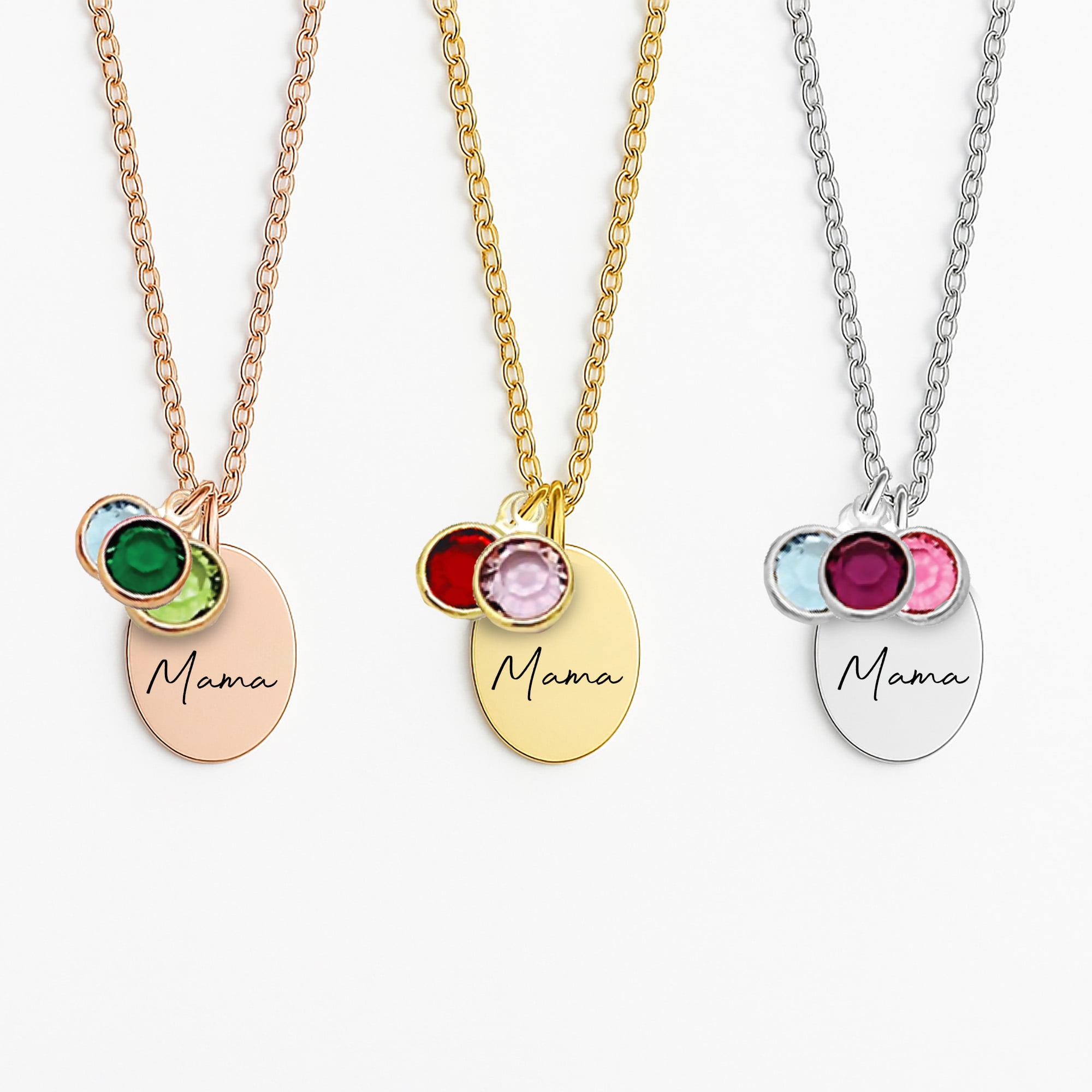 Mama Family Necklace Personalized With Kids Birth Month Birthstones ...