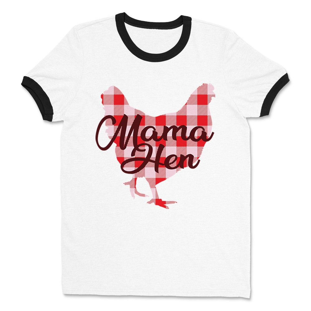 Mama Hen Ringer Tee Shirt Unisex X-Large White/Black - Walmart.com