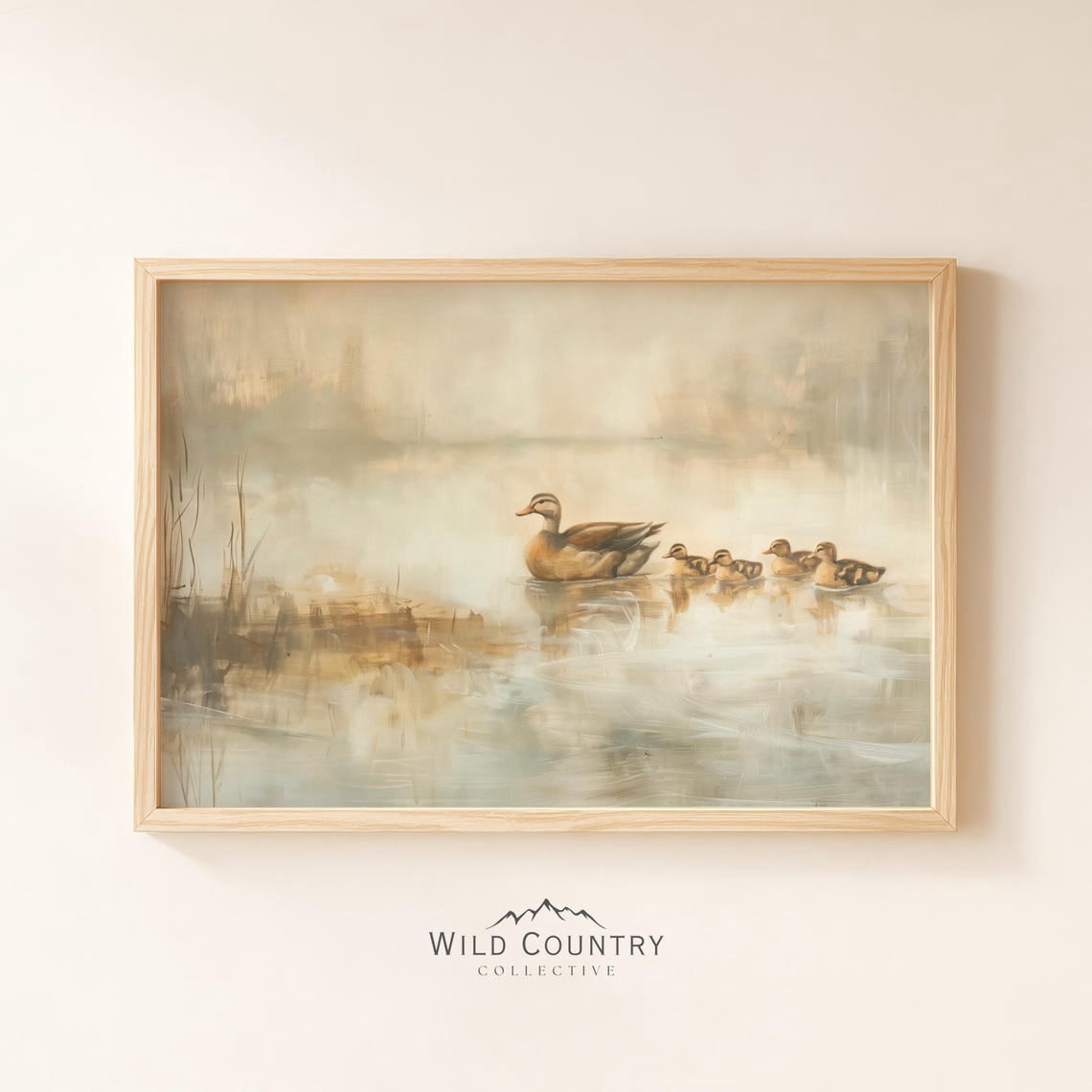 Mama Mallard And Ducklings Poster Vintage Woodland Bird Wall Art ...