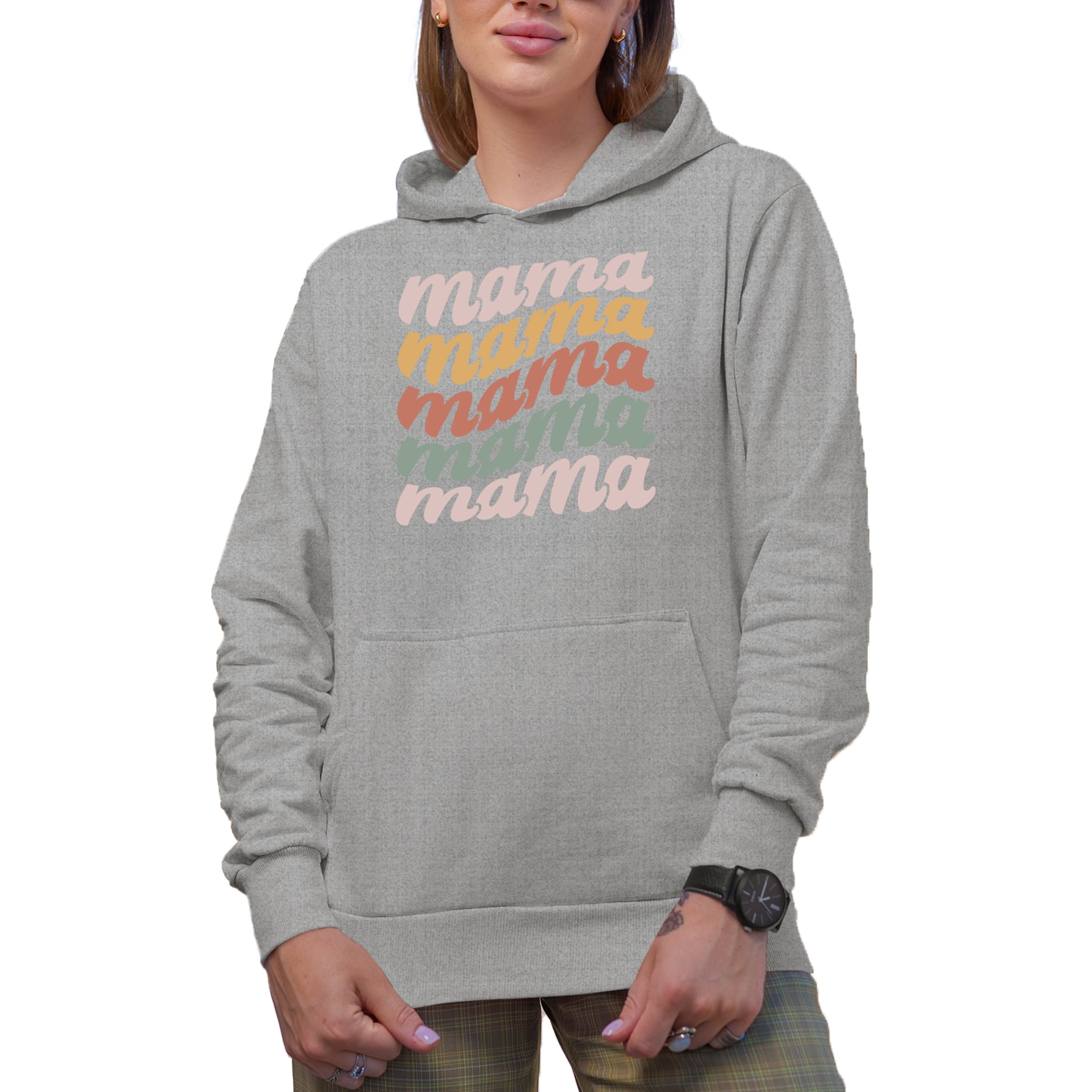 Mama, Mama, Mama, Groovy Retro Wavy Text Merch Gift, Heather Grey ...