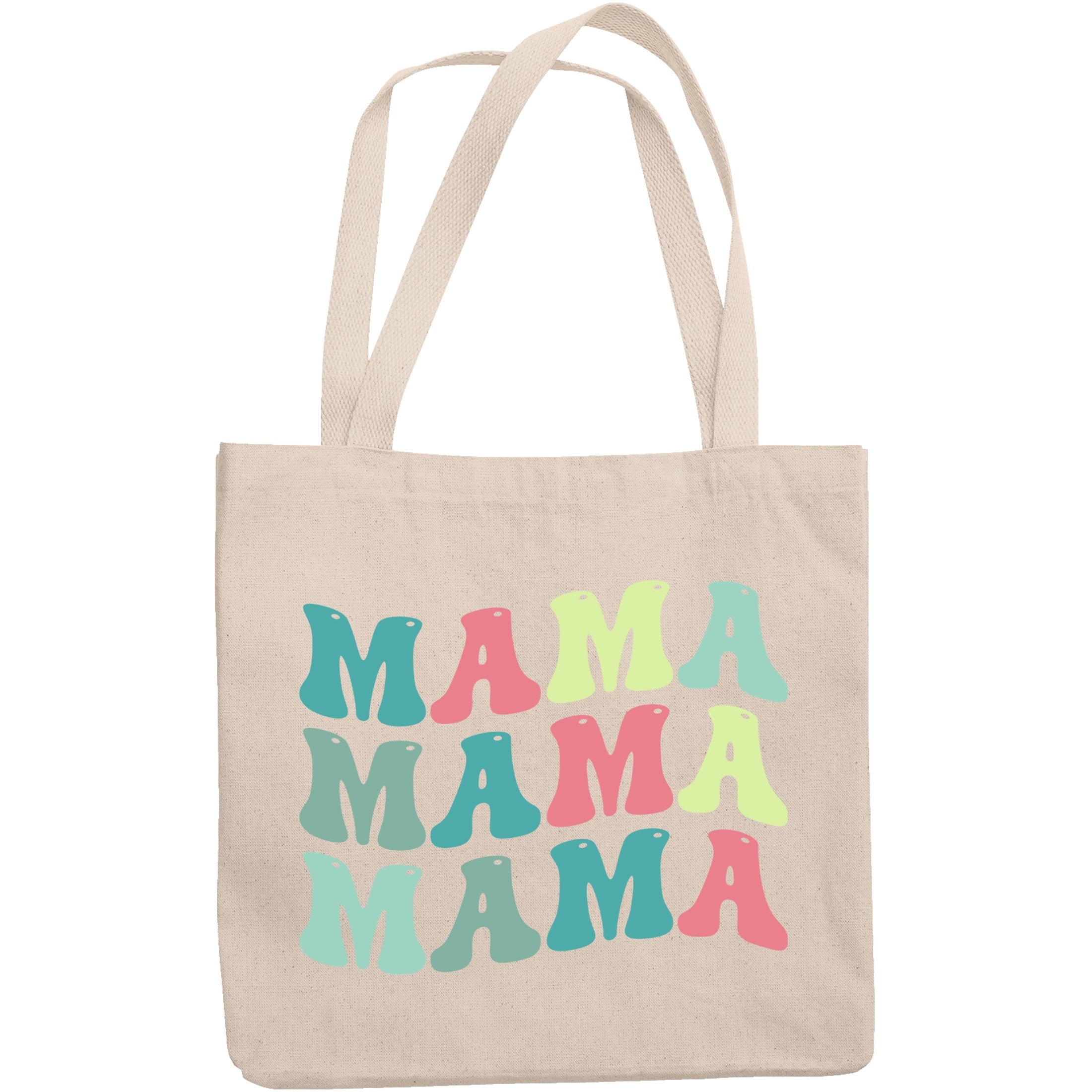 Mama, Mom Themed, Groovy Retro Wavy Text Merch Gift, 12oz Canvas Tote ...