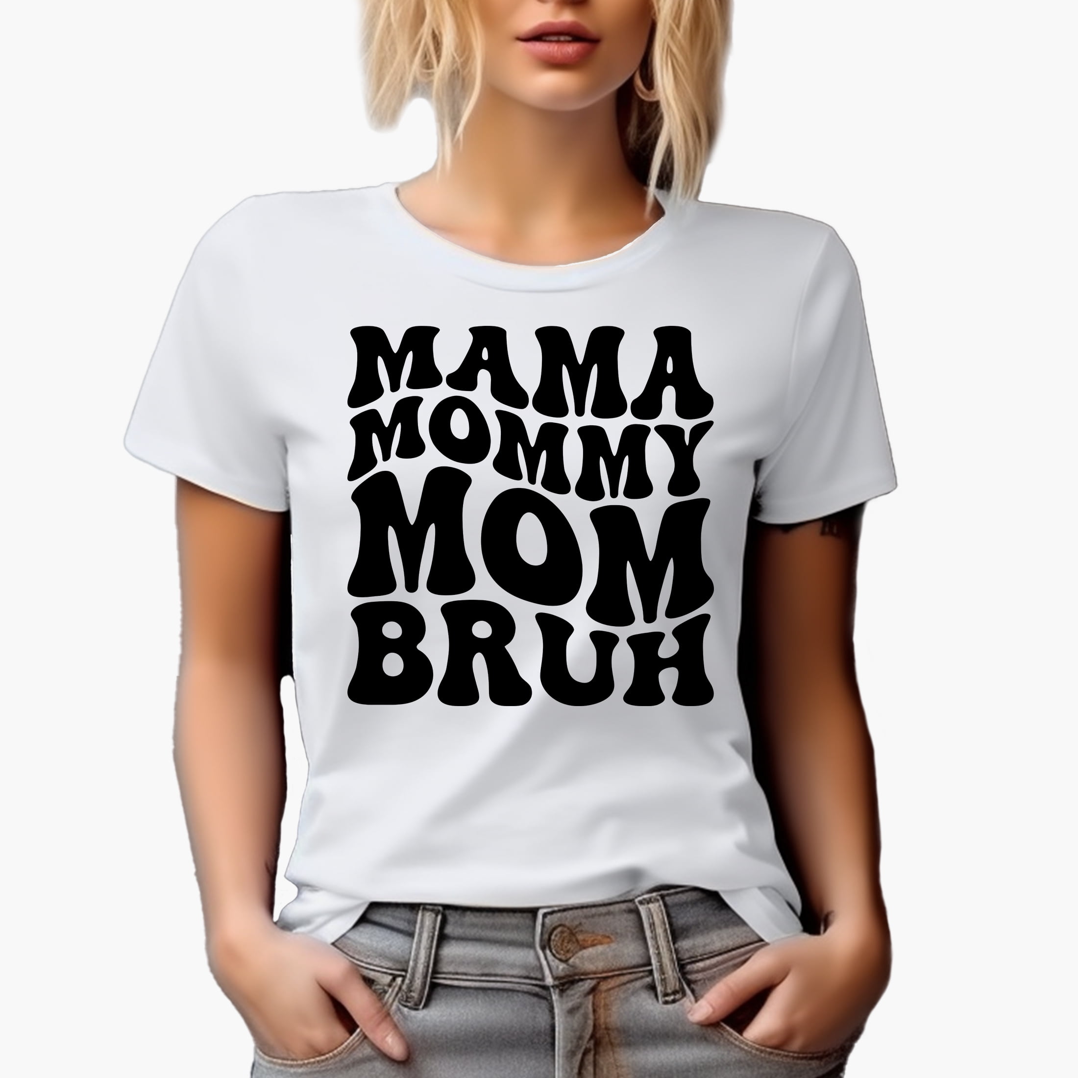 Mama, Mommy, Mom, Bruh, Cool Moms Themed, Groovy Retro Wavy Text Merch ...