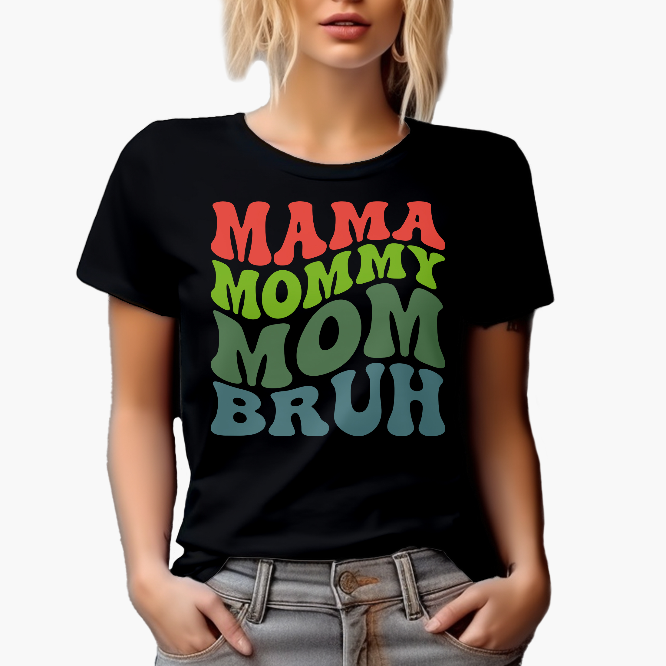 Mama, Mommy, Mom, Bruh, Mother of Boys Themed, Groovy Retro Wavy Text ...