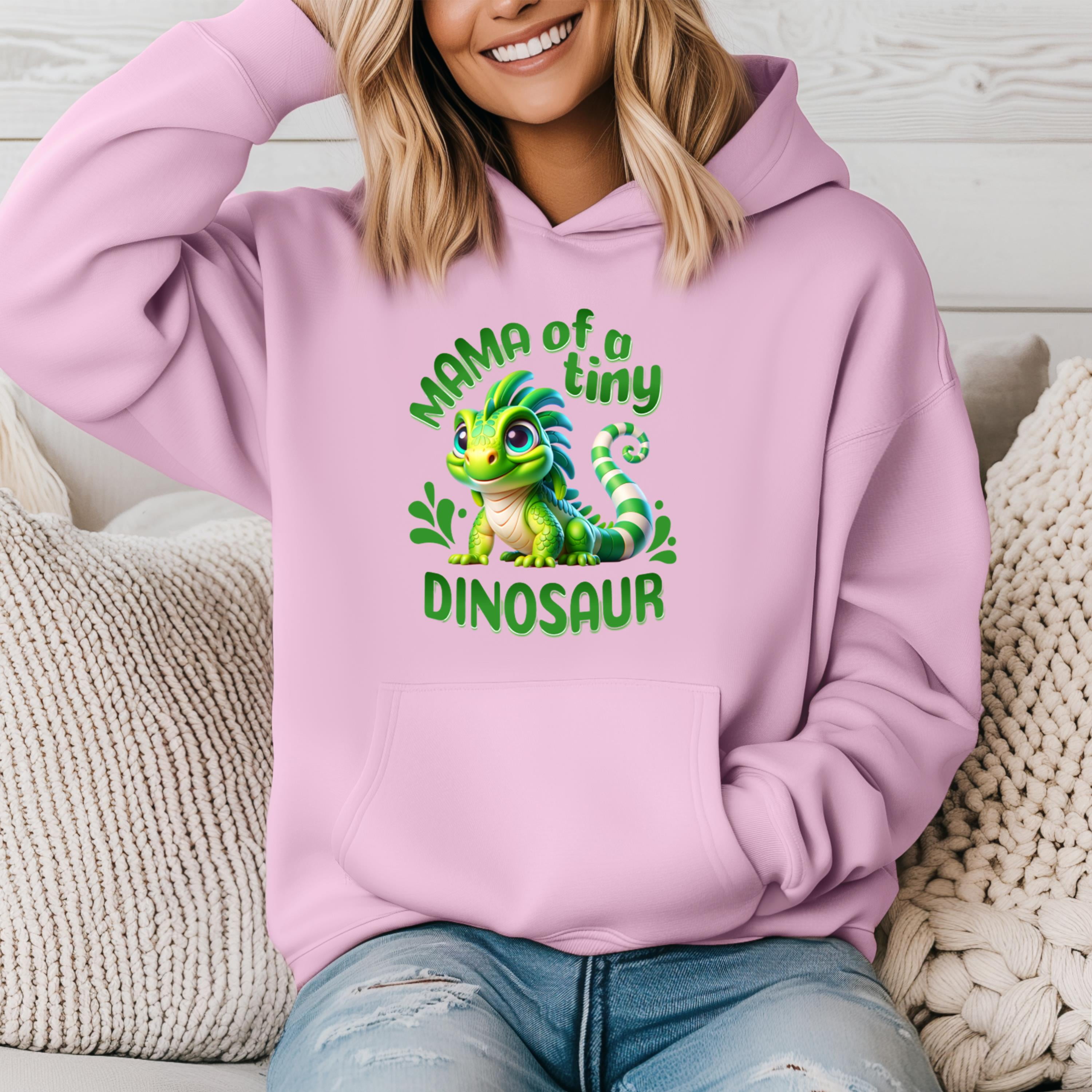 Mama Of Tiny Dinosaur Hoodie Cute Cartoon Dino Design Fun Moms Style up ...