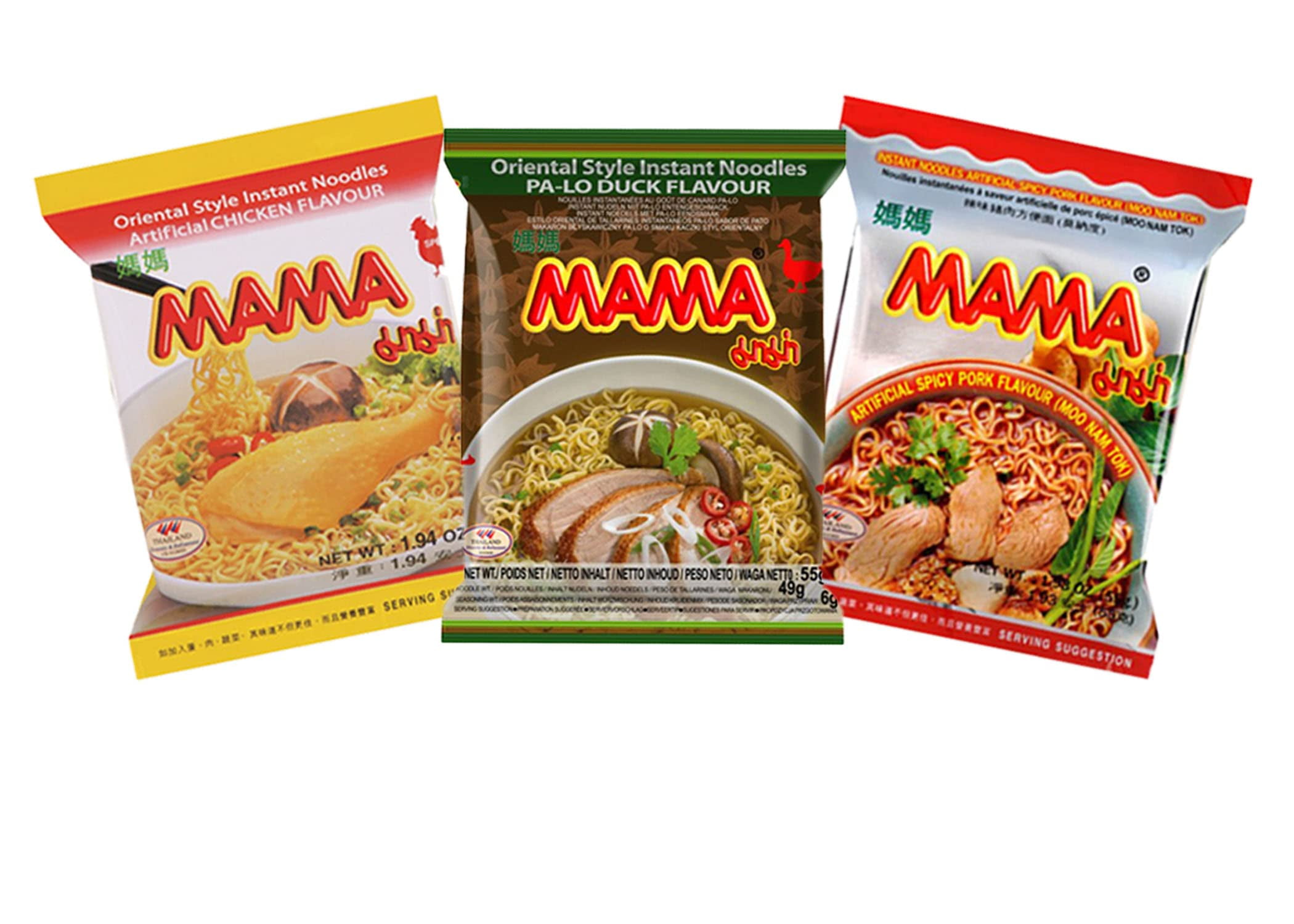 Mama Ramen Oriental Style Instant Noodles Variety Pack, Chicken, Duck ...