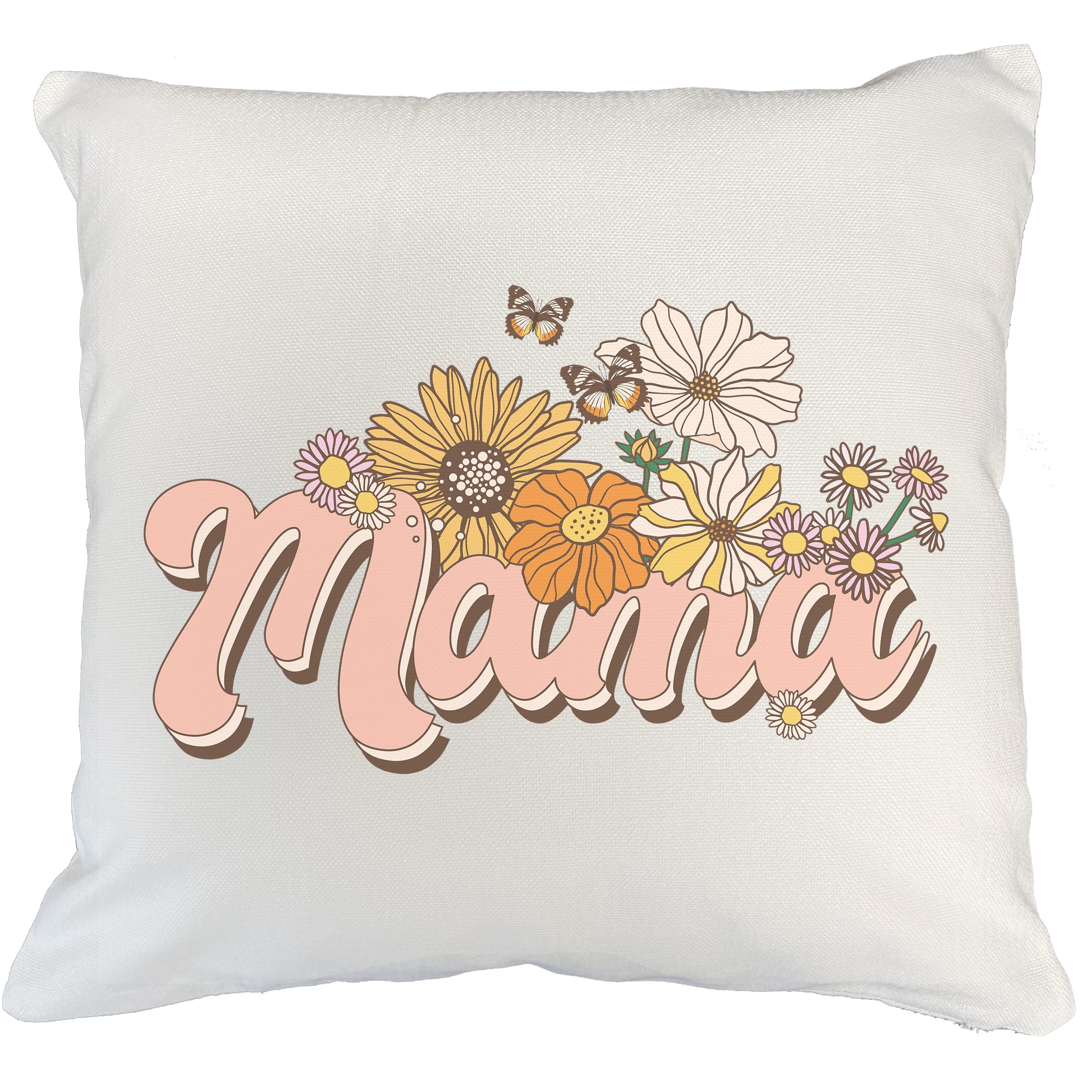 Mama, Retro Floral Mother's Day Art Merch Gift, White Pillow Case 20X20 ...