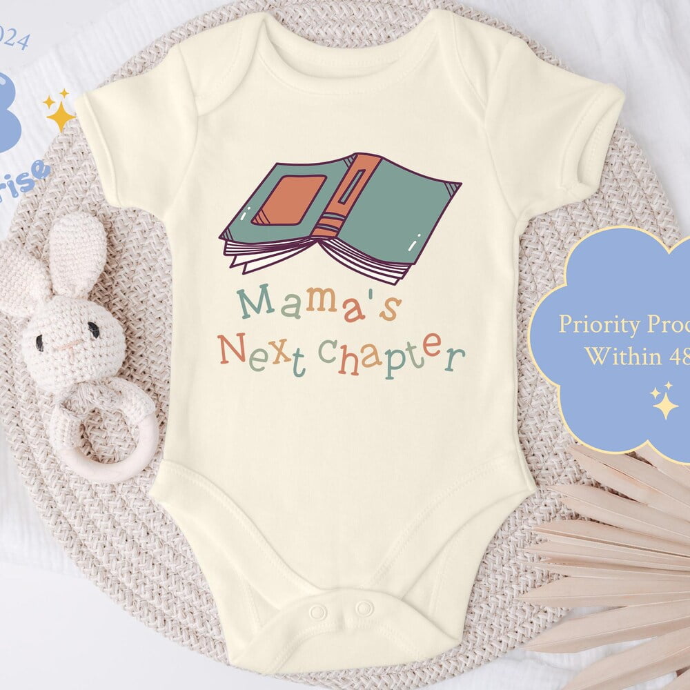 Mama'S Next Chapter Onesie, Cute Book Theme Baby Announcement, Gender ...