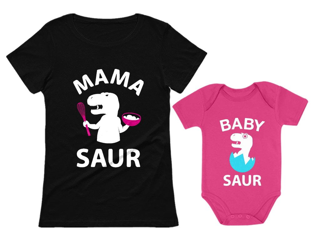 Mama Saur T-Rex Mom and Baby Saur Matching Outfit Mommy and Me Matching ...