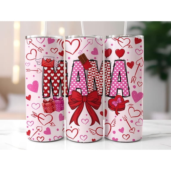 Mama Valentine Coquette Tumbler Wrap, 20oz Skinny Tumbler Sublimation ...