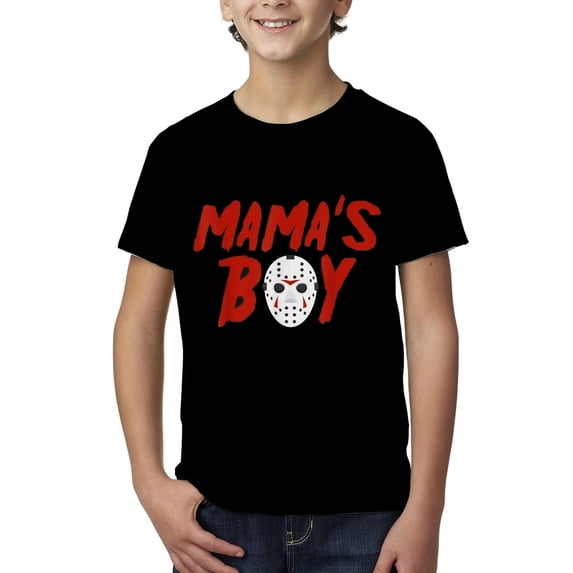 Mama's Boy Graphic Tee for Boys, Casual Crew Neck Short Sleeve T-Shirt ...