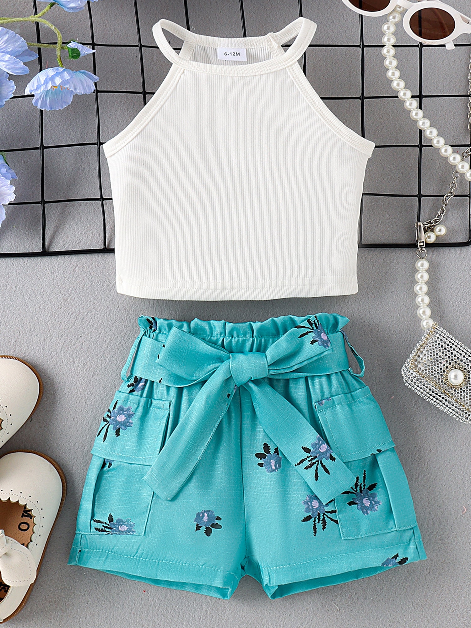 Mama's Sunshine Little Girl Summer Ribbed Sleeveless Halter Tops ...