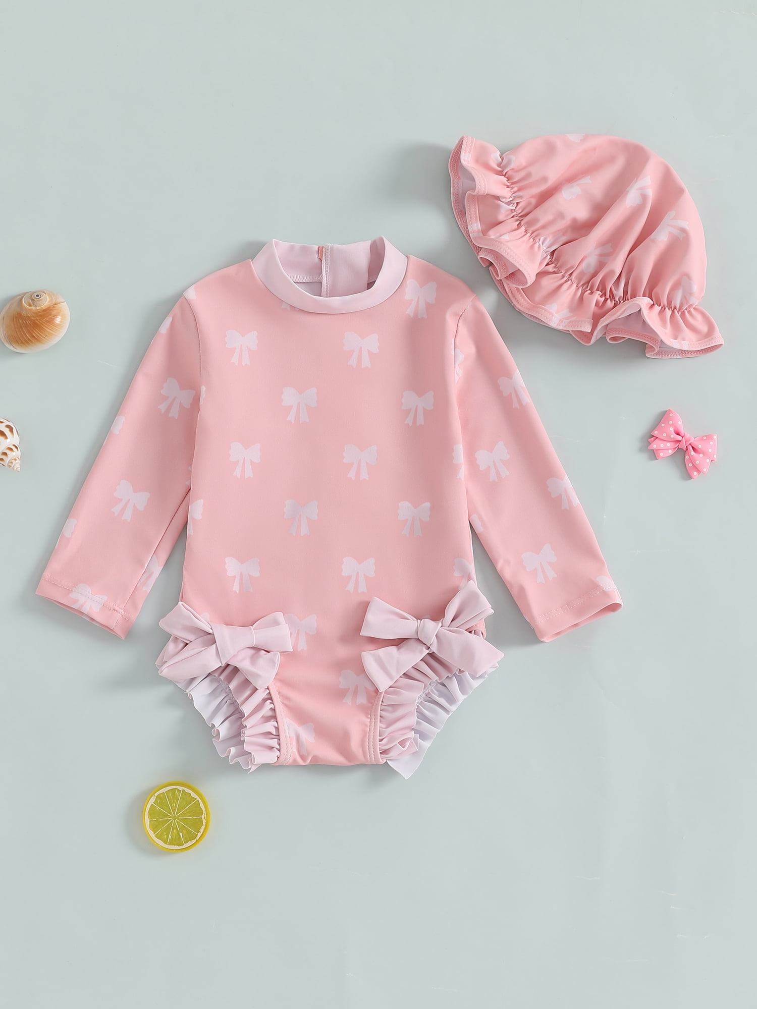 Mama's sunshine Baby Girl Rash Guard Swimsuit Long Sleeve Bow Print ...